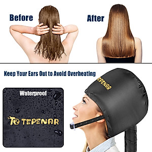 TEPENAR Bonnet Hair Dryer Attachment, Upgraded Soft Adjustable Large Hair Drying Bonnet for Hand Held Hair Dryer, Easy to Use for Natural Curly Textured Hair Care and Speeds Up Drying Time at Home