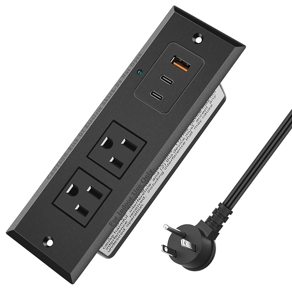 Black Type-C Recessed Power Socket - Fast Charging & Hidden Design
