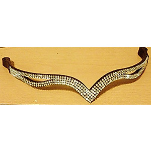 Cwell Equine Bling Ve Eye Shaped Clear Crystal Browband Choice of Sizes Brown/Black * Great Gift Sale (Brown, Full 16")