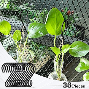 Hotop 36 Pieces 6 Inch S Shaped Stainless Steel Hooks Metal Hanging Hooks Curtain Hooks Pan Pot Holder Rack Hooks for Hanging Pot, Pan, Cups, Plants, Bags, Jeans, Towels (Black)