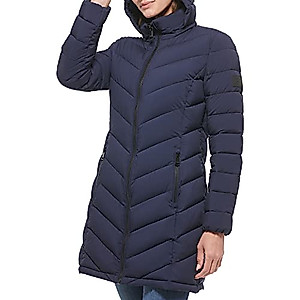 Calvin Klein Women's Chevron Quilting Casual Lightweight Jacket, Dark Navy, Medium