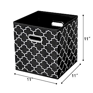 Yunkeeper 11 Inch Cube Storage Bins , Fabric Cube Organizer Bins with Handle, Foldable Cube Bins for Cloth or Accessary Storage, 11x11x11 Set of 3 (Black Light)