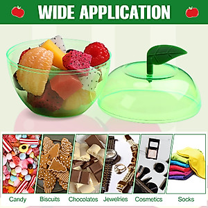 Menkxi 30 Pcs 3 Sizes Plastic Apple Container End of School Treat Boxes Candy Holder Teacher Gifts Bobbing Apples Candy Jar Gifts for Christmas Valentine‘s Day Wedding Snow Party Favor(Green)