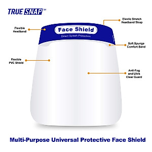 Face Shield 10-Pack, Reusable Transparent Anti-Fog Visor Full Face Safety Cover with Comfort Foam, Adjustable Band to Fit All Sizes, 10-Pack