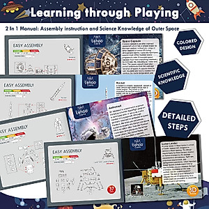 Lehoo Castle Building Toys for Kids Age 3-12,Space Station Space Shuttle Building Kit Including Astronaut, Rocket, Lunar Lander and Space Capsule, STEM Space Toy for Boys and Girls (109pcs)