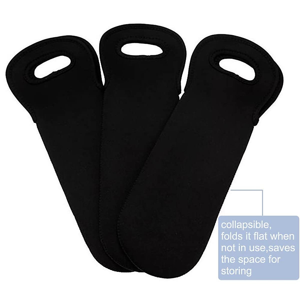 Eacolle Wine Carrier Tote Bag Set of 3 Neoprene Champagne Bottles Protective Travel Bag Beer Cans Water Bottle Holder for Safe Transportation(Black)