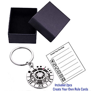 XinSiChen Stainless Steel Spinning Key Chain Fidget Key Ring Unique Gift Dice Gaming Stress Reliever Decision Maker Novelty Gift for Her Him
