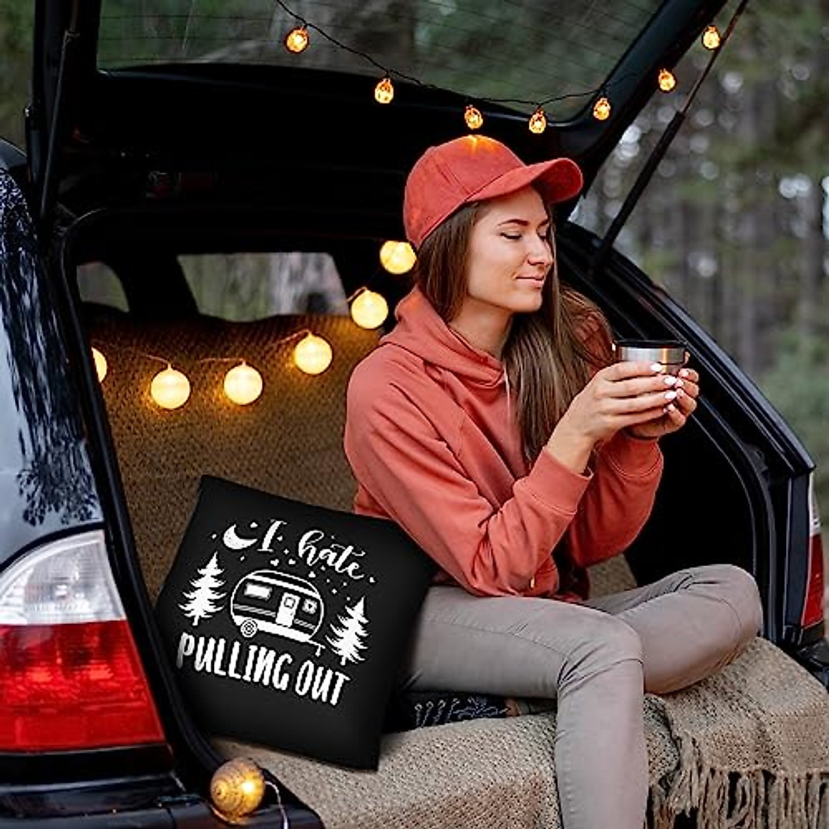 DEBLETEOMH Camper RV Must Haves Pillow Covers Camper Decor Rv Dinette Cushion Covers Camper Gifts Camper Decorations for Inside Glamping Accessories I Hate Pulling Out Pillow Covers 18x18 Inch