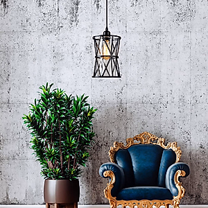 HMVPL Farmhouse Plug in Pendant Light, Outdoor Swag Lamp with Plug in Cord On/Off Dimmer, Plug in Hanging Light Fixture for Dining Room Bedroom Kitchen Island(1 Pack)