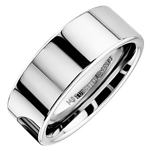 MJ Metals Jewelry Tungsten COMFORT FIT Ring Flat Pipe Cut For Men/Women Mirror Polished 8mm Wedding Band Size 11