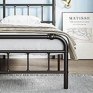 ZIYOO Twin Bed Frame with Headboard and Footboard, 14 Inch High, Heavy Duty Steel Slats with 2500lbs Support for Mattress, No Box Spring Needed, Noise-Free, Easy Assembly-Black