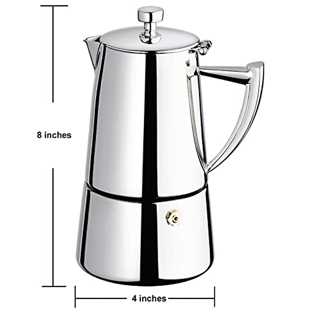 CUISINOX Stainless Steel 6-Cup Moka Pot Espresso Coffee Maker and 6 Roma Espresso Cups, 7-Piece Set