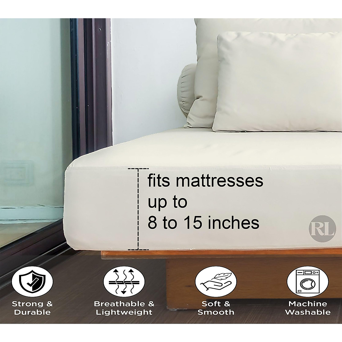 Full 3-Piece Set – Ultra Soft Microfiber, Deep Pocket Fits Up to 15" – Cooling, Breathable, Wrinkle-Free, Hotel Luxury, Easy Care – 1 Fitted Sheet & 2 Pillowcases – Ivory