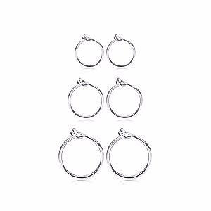 Fiasaso 3 Pairs 925 Sterling Silver Hoop Earrings For Women Small Hoop Earrings Sleeper Earrings Piercing Jewelry Set 6MM 8MM 10MM Silver Tone