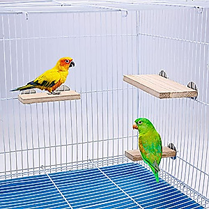 Mogoko Polished Natural Wood Bird Perches Pet Parrot Bird Cage Perches Square Wooden Stand Platform Budgie Toys Cages Accessories for Parakeets