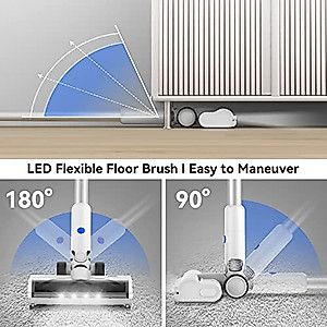 INSE Cordless Vacuum Cleaner, 30Kpa 450W Lightweight Stick Vacuum with LED Display, Rechargeable Cordless Stick Vacuum with 2500mAh Battery Up to 60Min Runtime for Hard Floor Carpet Pet Hair Home-V120