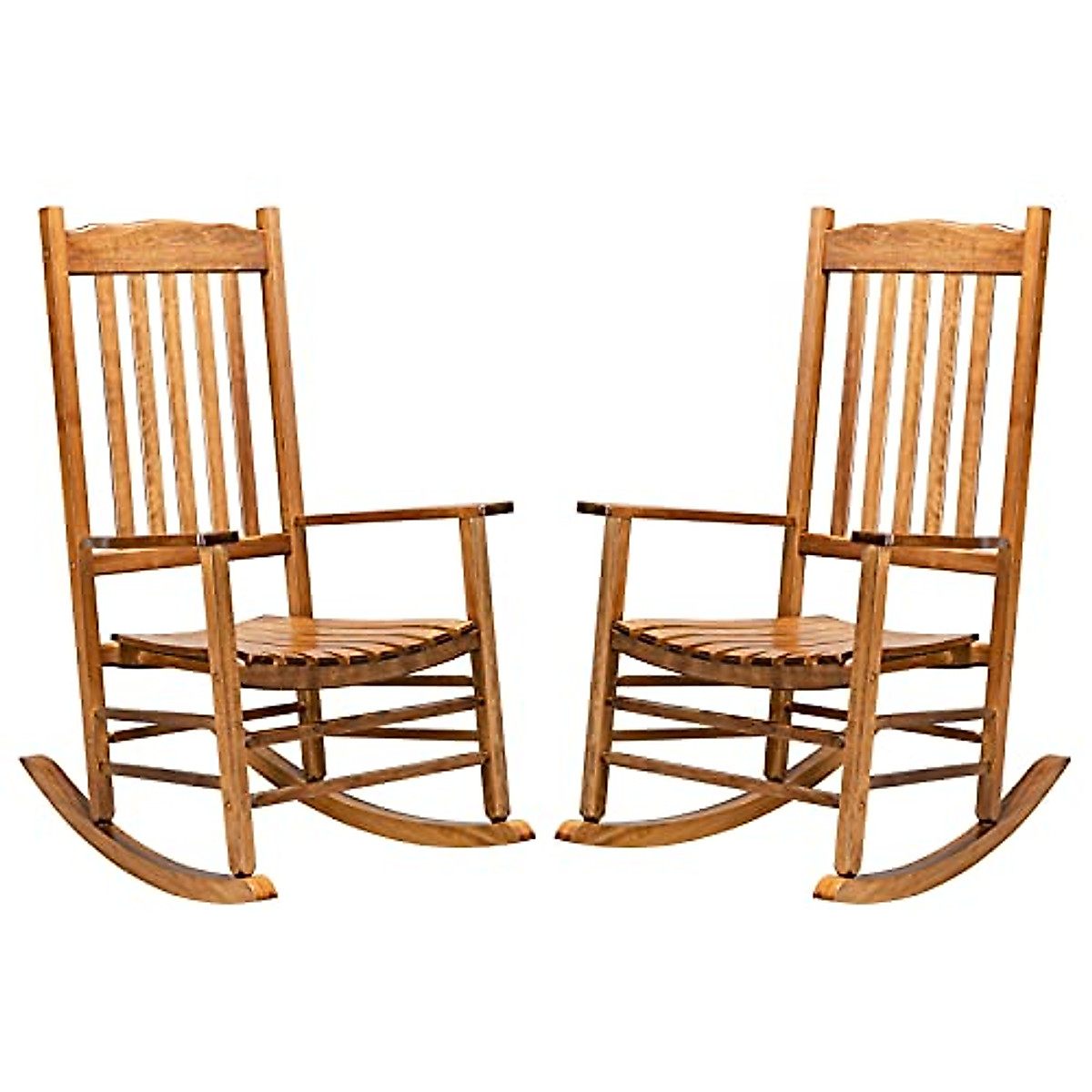 Patio Rocking Chair, Wooden Porch Rocker with High Back, 350Lbs Support Rocking Chairs for Both Outdoor and Indoor, Rocker Chair Patio Seating Chairs Rocking Chairs 62 x 86 x 117cm(L x W x H)