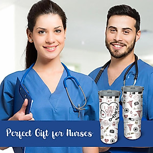 soeufnwhf 30oz Nurse Tumbler Cup with Handle Nurse Travel Coffee Mug, Nurse Nutrition Facts Tumbler, Best Nursing School Gifts, Nursing Graduation Gifts, RN Gifts for Nurses Appreciation Gifts