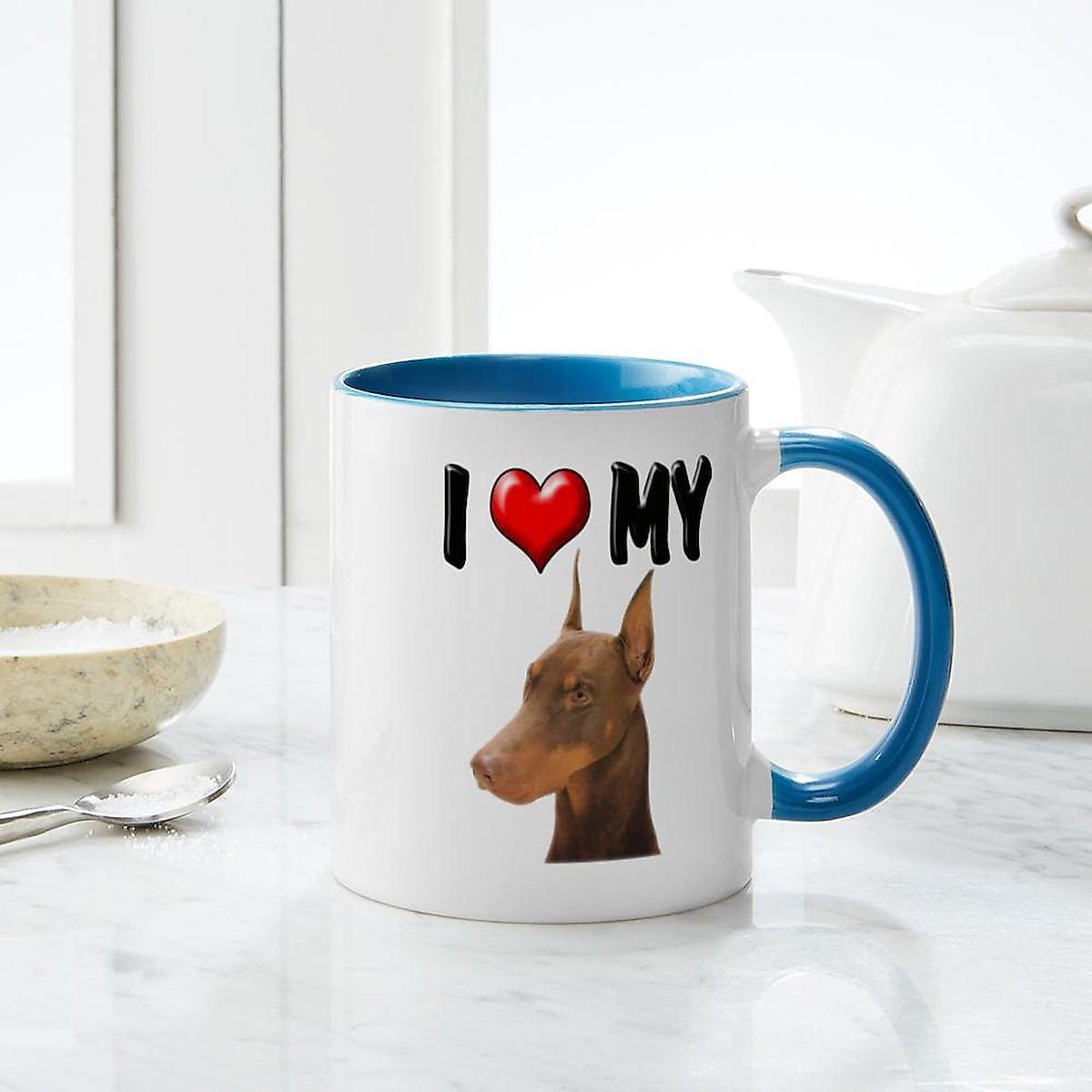 CafePress I Love My Doberman Mug Ceramic Coffee Mug, Tea Cup 11 oz