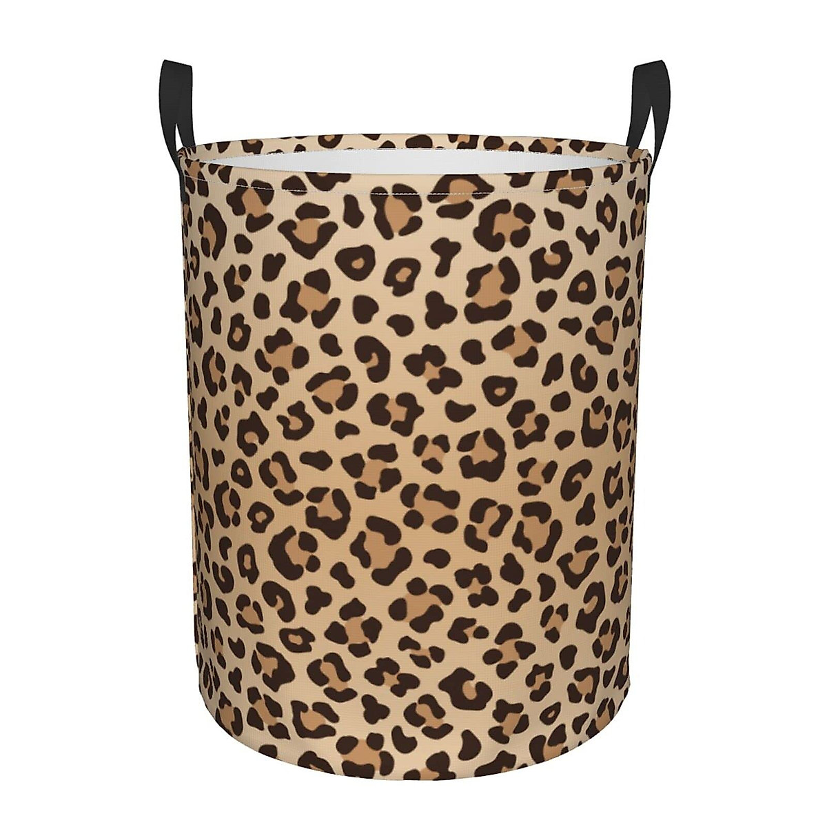 Gbuzozie Leopard Print Round Laundry Hamper Animal Skin Texture Storage Basket Toys Clothes Organizer Bin For Home Bathroom Bedroom Dorm Nursery, 38l