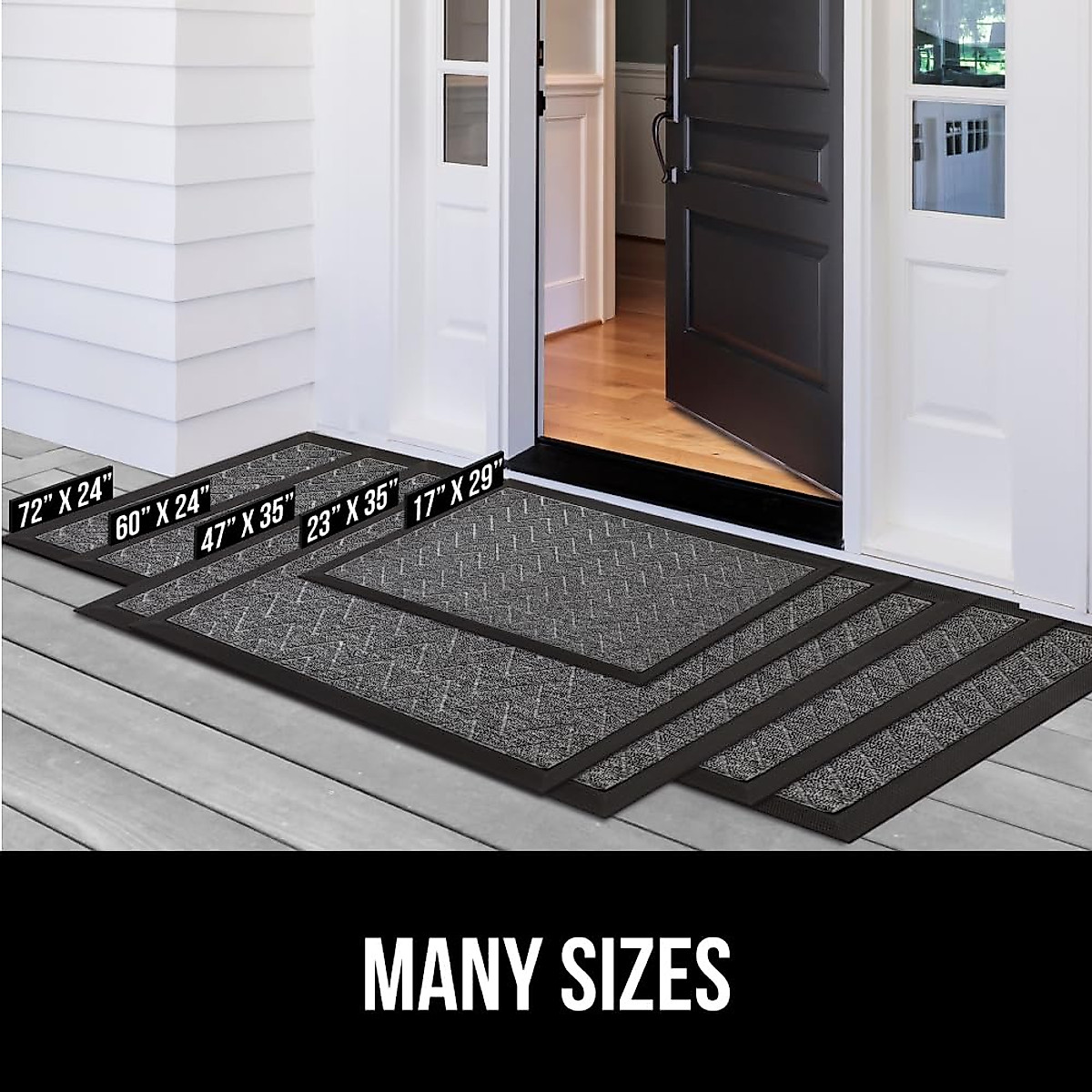 Gorilla Grip 100% Waterproof All-Season WeatherMax Doormat, Durable Natural Rubber, Stain and Fade Resistant, Low Profile, Indoor Outdoor Door Mats, Easy Clean Entrance Mat, 17x29, Dark Brown Pebble