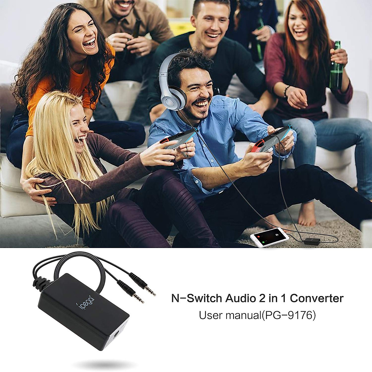 ECHZOVE Audio Converter for Nintendo Switch, 2 in 1 Audio Chat Adapter for Nintendo Switch - Support Voice Chat with Your Headphone