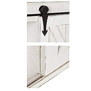 Kate and Laurel Cates Modern Farmhouse Decorative Wood Wall Storage Shelving Cabinet with Sliding Barn Door, Rustic White