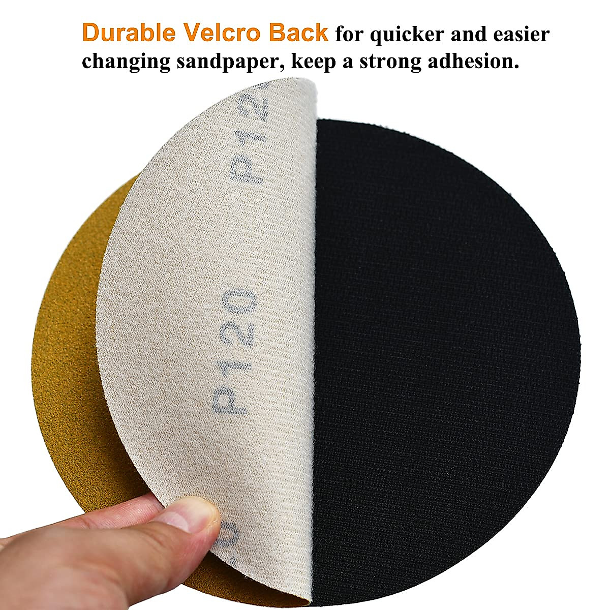 Aiyard 6-Inch No-Hole Hook and Loop Sanding Discs 120-Grit, Random Orbital Sandpaper for Automotive and Woodworking, 100-Pack