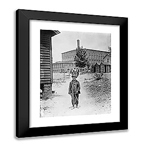 ArtDirect Hine, Lewis Wickes 20x23 Black Modern Framed Art Print Titled: Eddie Norton a Sweeper in Saxon Mill Spartenburg, SC