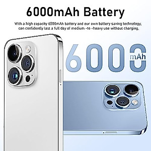 xixaomiro i14Pro Max Unlocked 5G Cellphone Android Smartphone Mobile Phone, 8GB RAM, 512GB ROM 1TB Expandable, 6.8'' FHD Screen, 6000mAh Battery, Dual Sim Card, 48+13MP Camera (Blue)