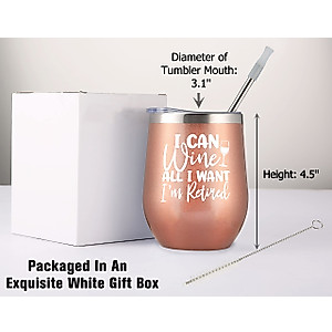 I Can Wine All I Want I'm Retired-Retirement Gifts for Coworker,Boss,Grandma,Teacher,Colleague,Friends,Wife,Mom,Nurse-Gag Goodbye Going Away Gift-Farewell Gift-12oz Tumbler Cup Mug-Christmas Gift