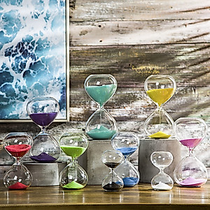 Hourglass Timer 5/15/30 Minutes Sand Clock Durable Glass Hourglass Timer for Romantic Mantel Office Desk Decor Birthday Gift Kids Games (5 Minutes, White)