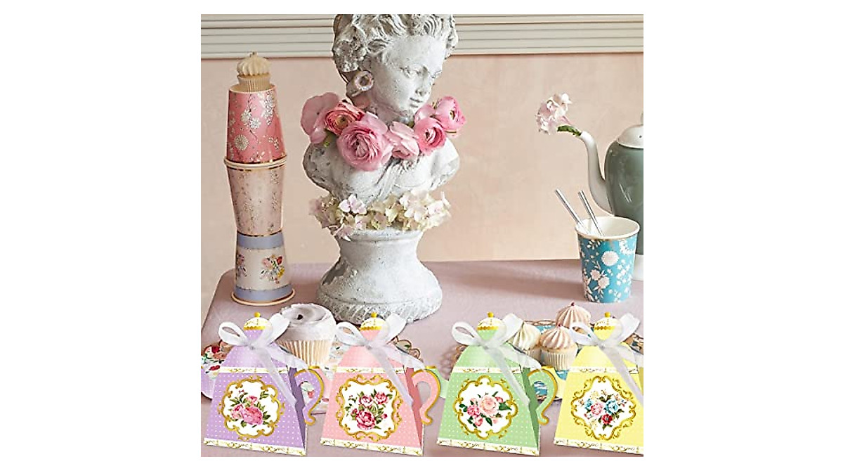 Cieovo Floral Tea Party Treat Boxes - Elegant Garden Gift Wrapping