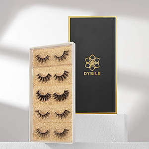 DYSILK Mink Lashes Natural Look - False Eyelashes 5 Pairs 6D Lashes 5 Styles Mixed Lash Pack - Wispy Lashes Fake Eyelashes Soft Reusable Cat Eye Lash | 15mm-18mm