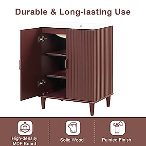 Bellemave Bathroom Vanity with Sink 24 Inch Bathroom Sink Cabinet with 2 Doors, Rosy