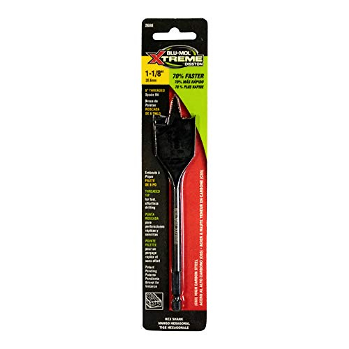 Disston 1 1/8" Threaded Spade Bit 10X Faster than standard spade bit, 6" long, E0102688