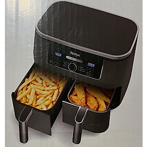 Ninja Foodi AD150 8 Quart 6 in1 DualZone 2-Basket Air Fryer with 2 Independent Frying Baskets, Match Cook & Smart Finish to Roast, Broil, Dehydrate & More for Quick, Easy Meals, Black