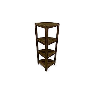 DecoTeak Corner Shower Shelf 4-Tier Oasis Teak Wood Corner Shower Bench with Storage Shelf 38" Height Snazzy Corner Shower Stool in Dark Brown Stained Finish