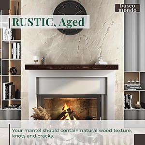 BoscoMondo Solid Wood Fireplace Mantel Shelf, Floating Mantle for Living Room, Farmhouse Rustic Wood Mantel, 60" Long- 7INCH Deep, 3INCH Thick, Easy Wall Mount with Heavy-Duty Metal Bracket