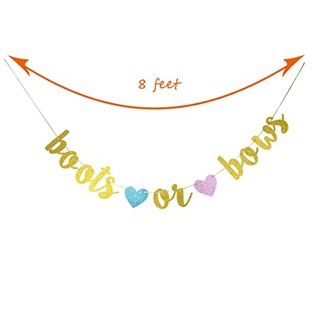 Starsgarden Glittery Gold Boots or Bows Gender Reveal Banner for Baby Shower Party, Baby Reveal Party Decorations- Girl Or Boy Announcement Sign