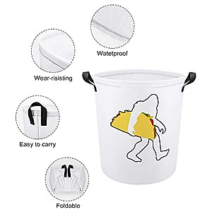 Bigfoot Taco Large Laundry Basket Hamper Bag Washing with Handles for College Dorm Portable