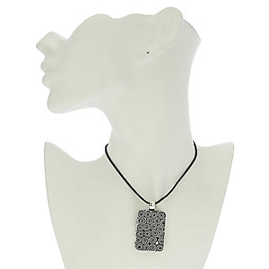 GlassOfVenice Murano Glass Millefiori Pendant Rectangular - Black and White