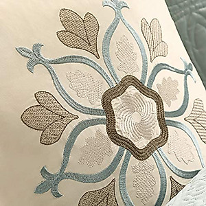 Madison Park Cozy Comforter Set Casual Modern Design All Season, Matching Bed Skirt, Decorative Pillows, Queen(92"x96"), Blue, 9 Piece (MP10-458)