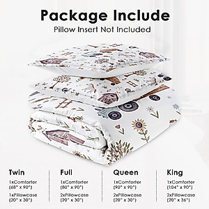 WeCozy Twin Size Comforter Set with Pillowcase, Farm Animal Tractor House Tree Soft 2 Pcs Bedding Set for Kids and Adults Bedroom Bed Decor