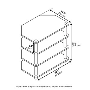 Furinno Turn-N-Tube Easy Assembly 4-Tier Petite Entertainment Center / TV Stand / TV Unit / TV Desk, Stainless Steel, Americano/Chrome