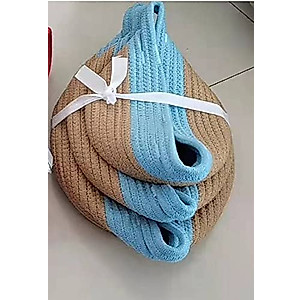 Cotton Rope Storage Bin Baskets, Set of 3 Woven Storage Organizer Small Baskets for Decoration, Toys, Books, Etc.. (Blue)