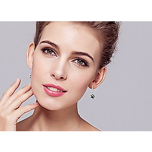 YFN Women Ladies Jewelry 925 Sterling Silver Two-tone Pet Puppy Paw Drop &Dangle Earrings Paw earring Dog Stud Earrings (Dangle Black)