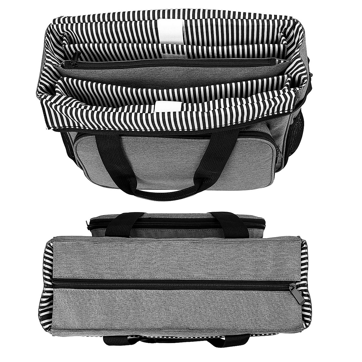 Coopay Embroidery Project Carrying Bag, Multi-pocket Embroidery Kits Storage Bag for Carrying Embroidery Floss, Cross Stitch & Hoops, Waterproof Oxford Fabric, Elegant Black (No Accessories Included)