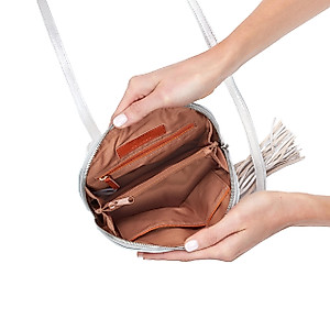 HOBO Nash Compact Crossbody Leather Bag for Women, Silver
