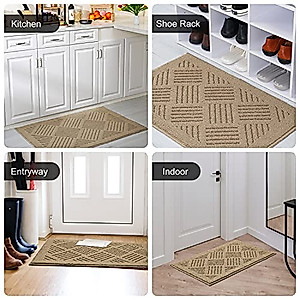 Pocass Indoor Doormat, Brown Front Door Mat, 20" x 32" Non Slip Durable Resist Dirt Entrance Rugs for Outdoor Entryway, Patio, Inside Porch, Low-Profile, Machine Washable
